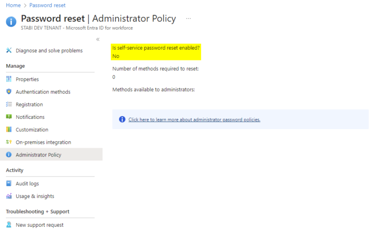 Self-Service Password Reset (SSPR) für Administratoren deaktivieren ...