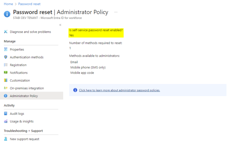 Self-Service Password Reset (SSPR) für Administratoren deaktivieren ...