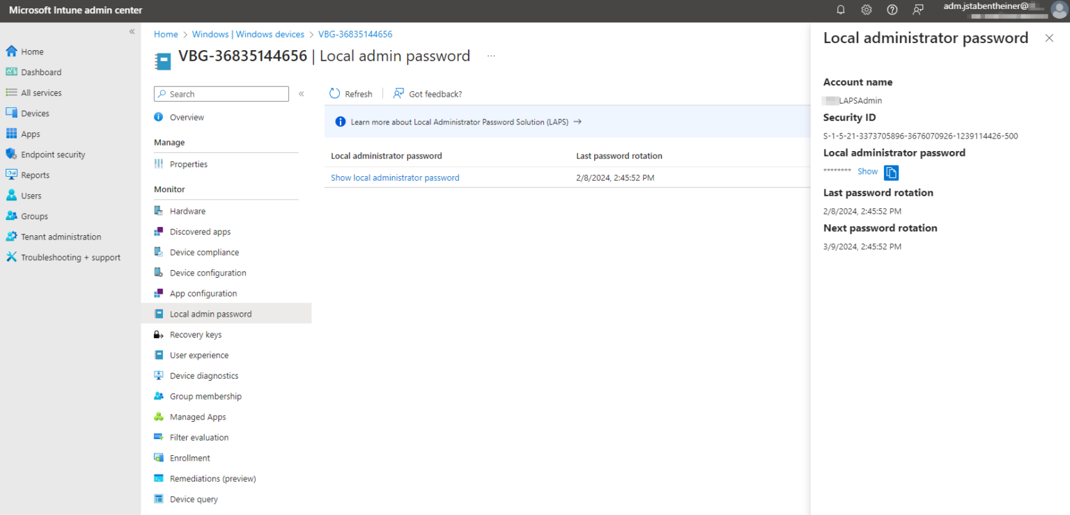 Einrichtung von LAPS mit Microsoft Intune - M365 Blog - Julian Stabentheiner